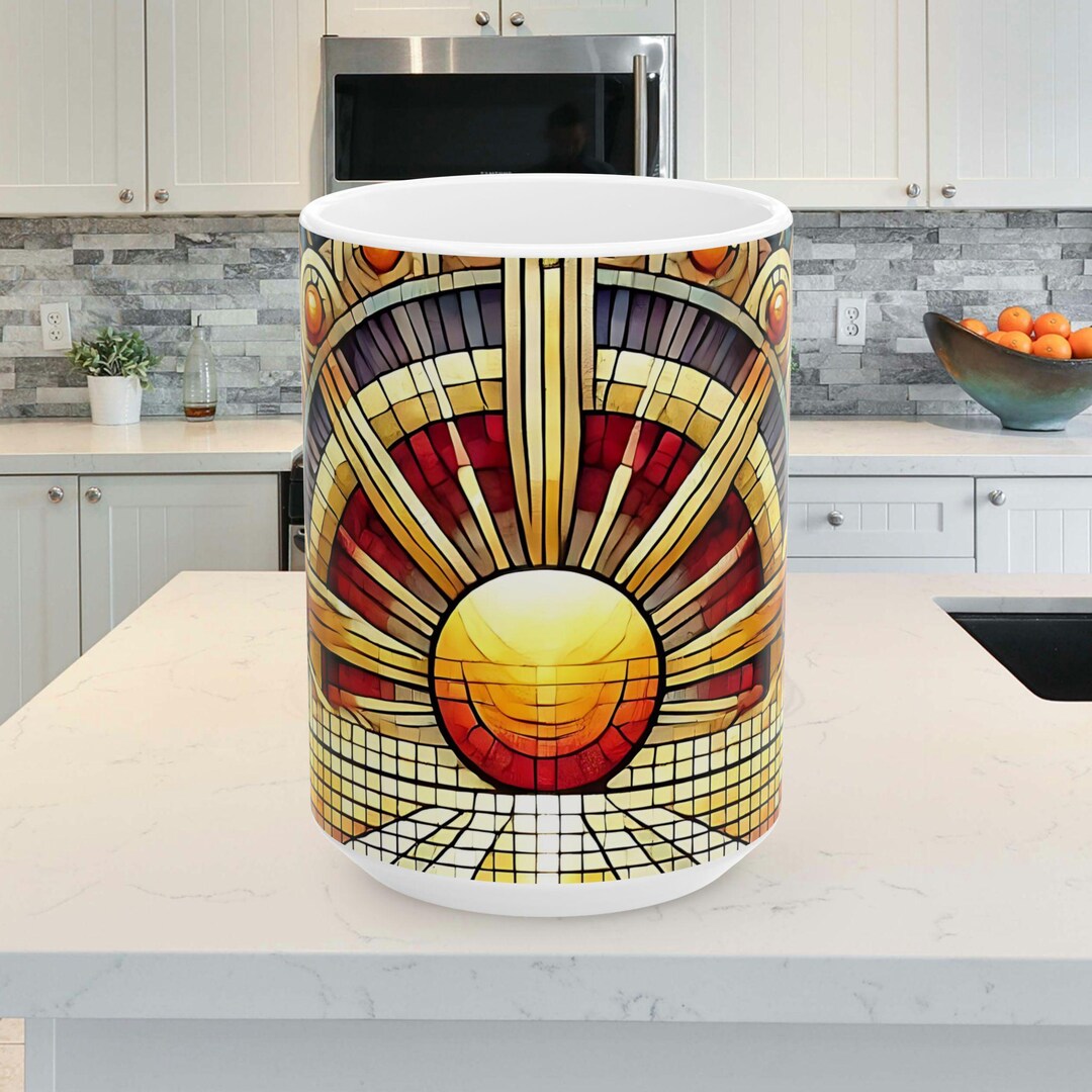 Art Deco Sunset Ceramic Mug, Kitchen Decor Gift, Tea Cup, Unique Office ...