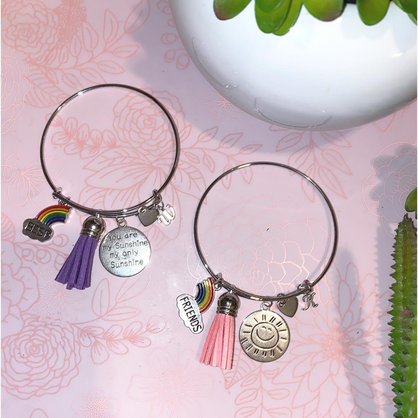 Besties/Bestfriends Matching Charm Stainless Steel Bangle Bracelet ...