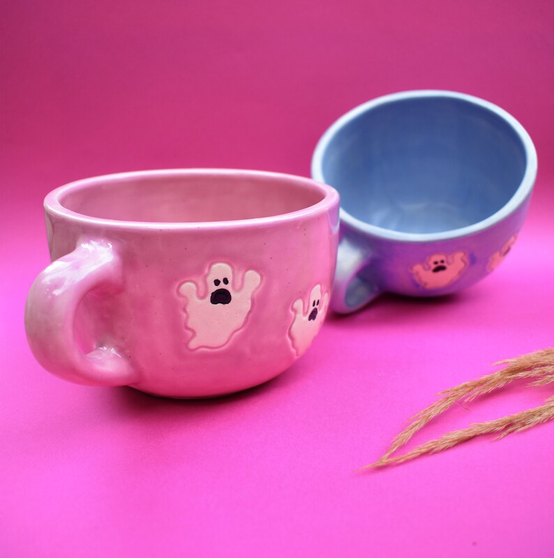 Ceramic Ghost Mug, Holiday Decor, Handmade Ceramics, Coffee Cup, Spooky ...