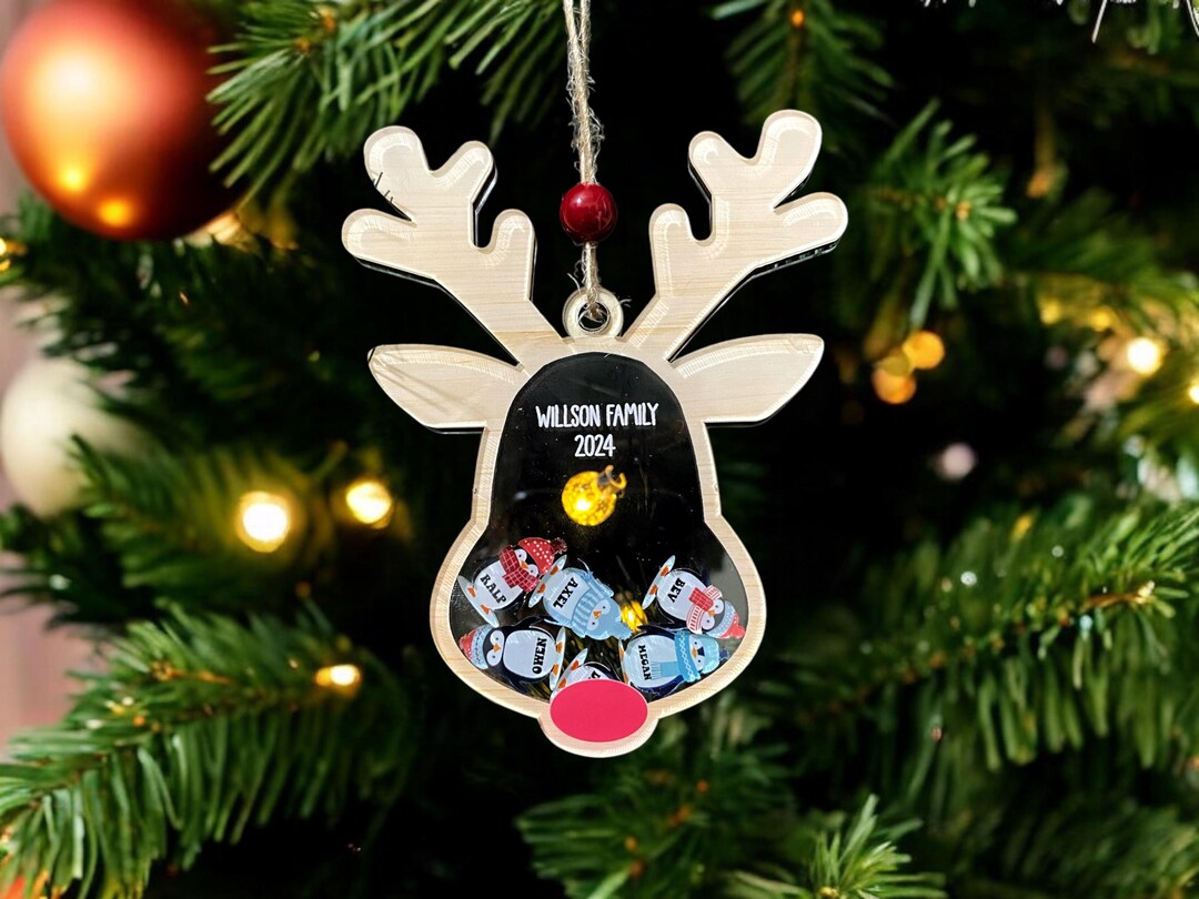 Personalized Family Penguin and Reindeer Shaker, Custom Multi-name ...