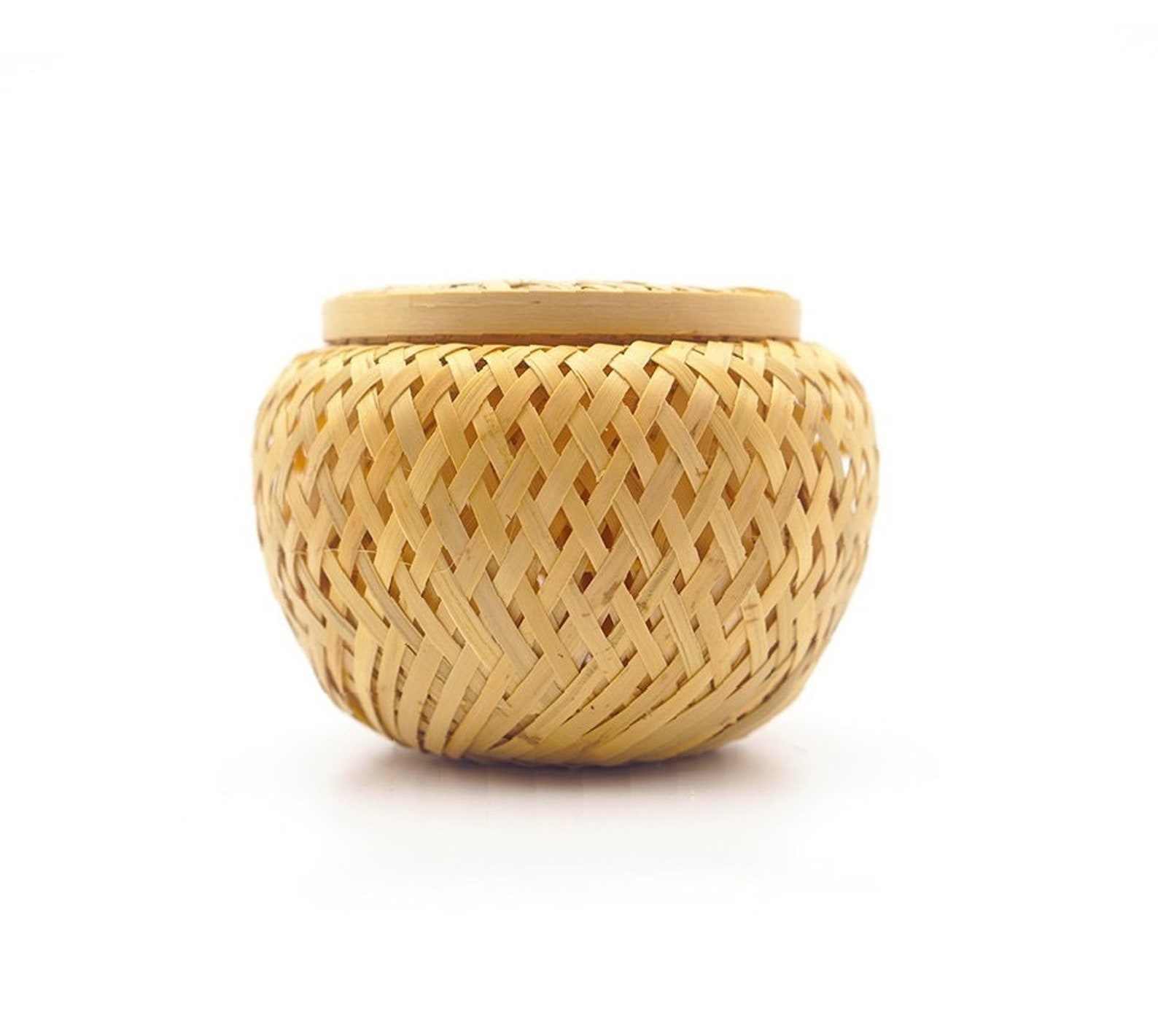 Bamboo Round Basket, Bamboo Round Box for Jewelry, Bamboo Woven Round ...