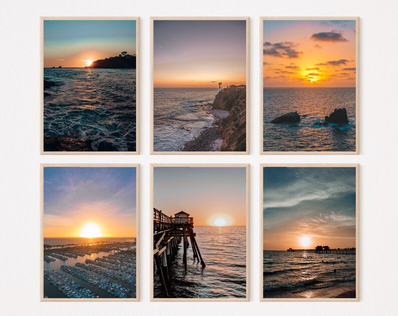 Sunset Beach Ocean Bundle Cliffside Pacific Pier Harbor Wave Digital ...