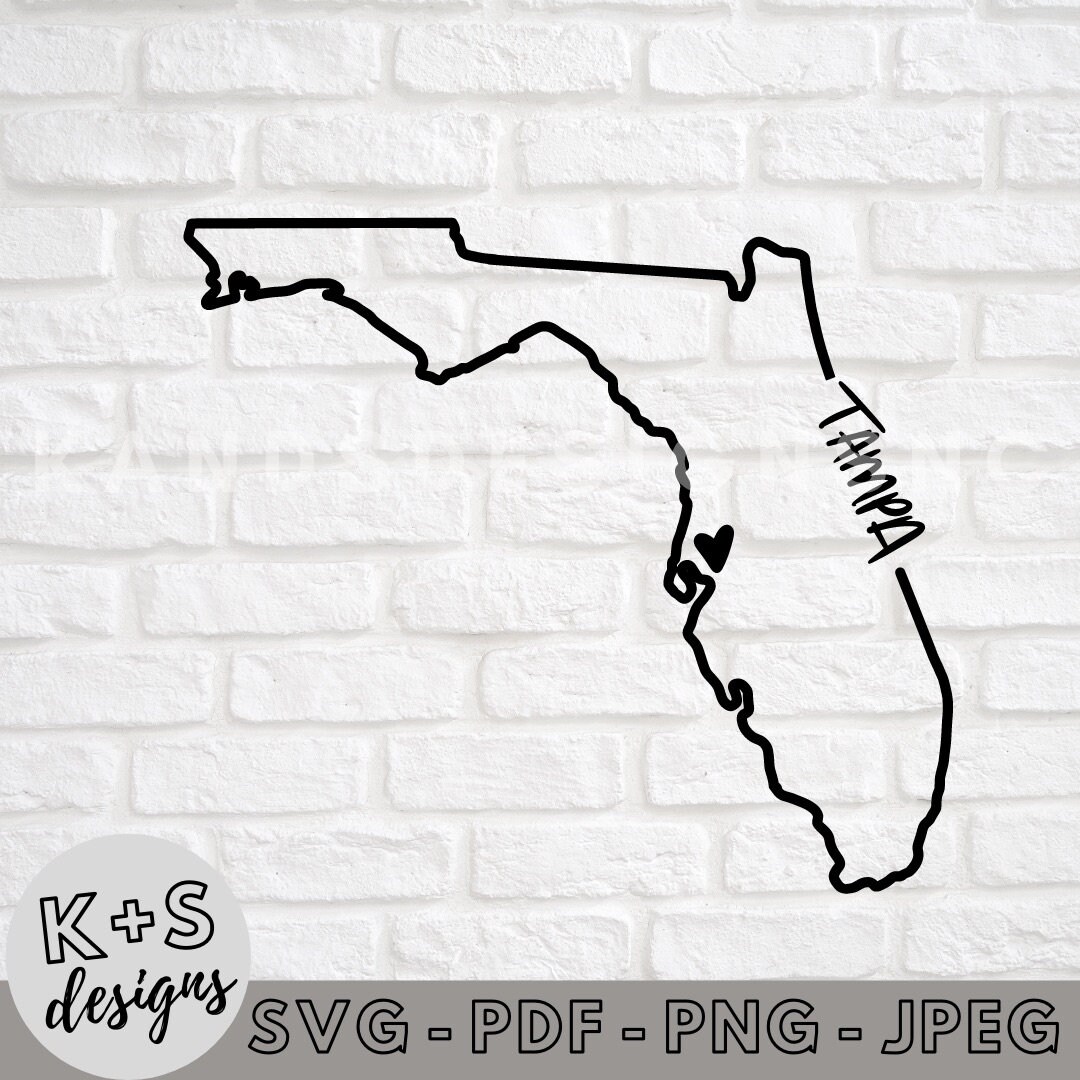 Tampa, FL SVG, Digital Cut File, Cricut Svg, Cameo Svg, Svg, Jpeg, Pdf ...