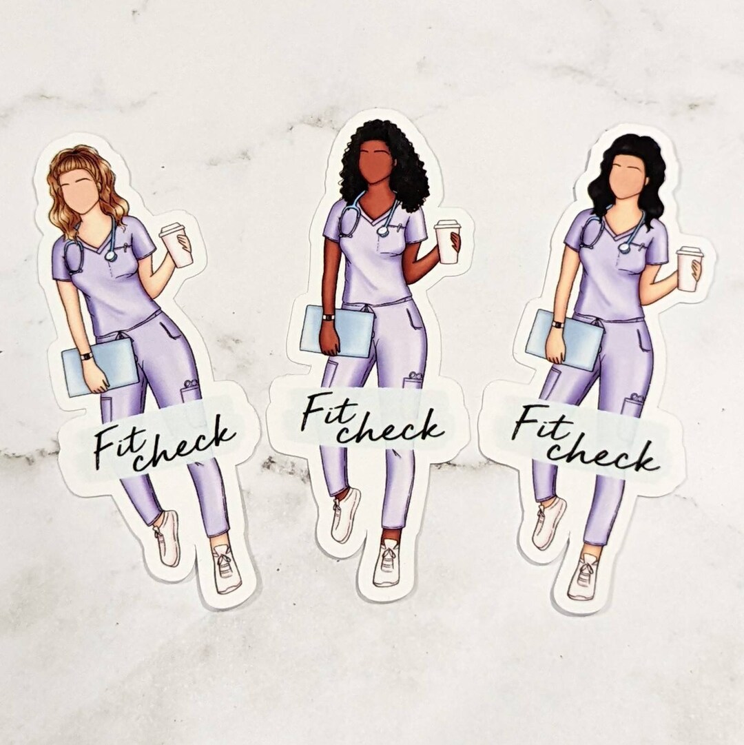 Nurse Scrubs Fit Check Sticker, Outfit of the Day Nurse, Healthcare ...