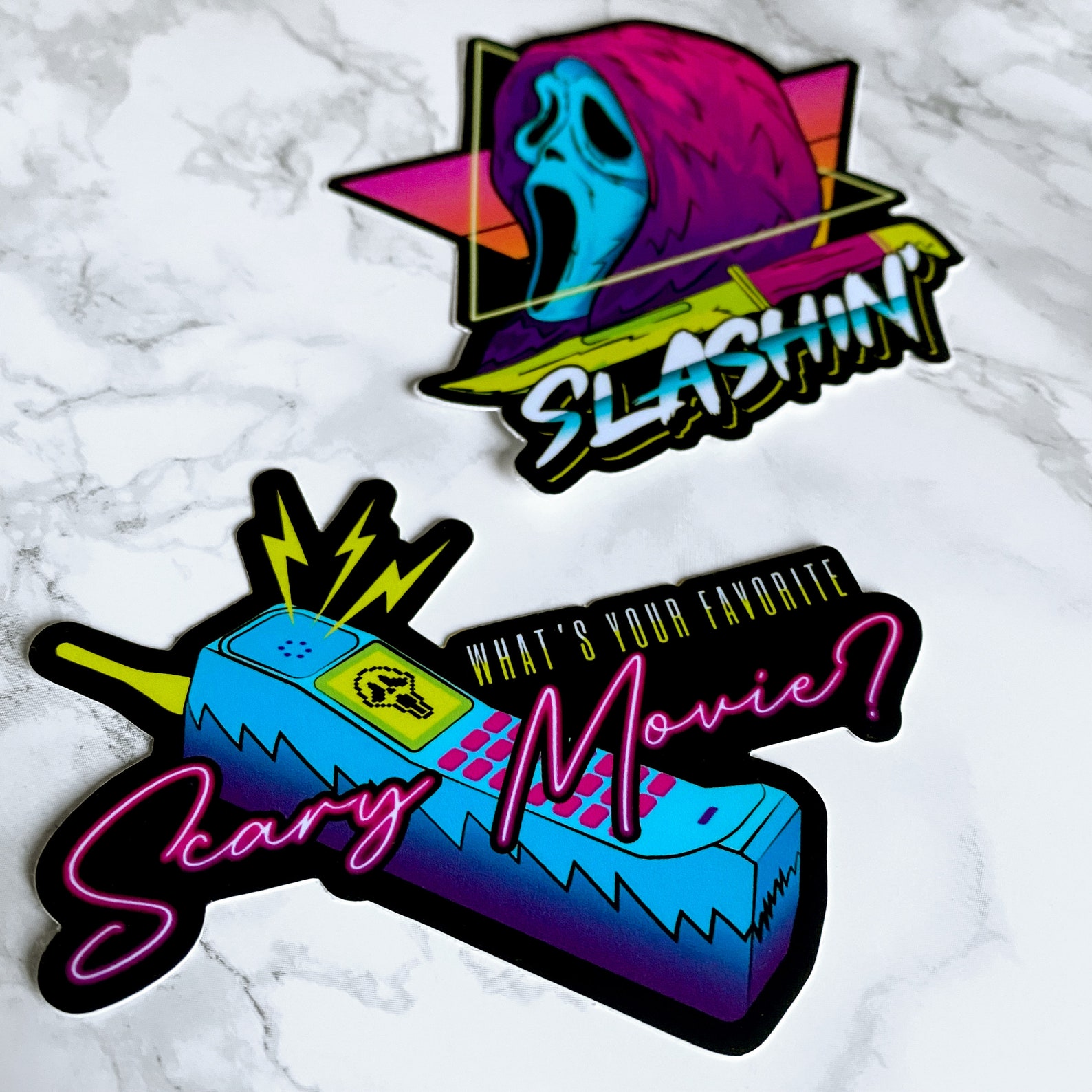 80s Retrowave Horror Sticker - What's Your Favorite Scary Movie? - Etsy