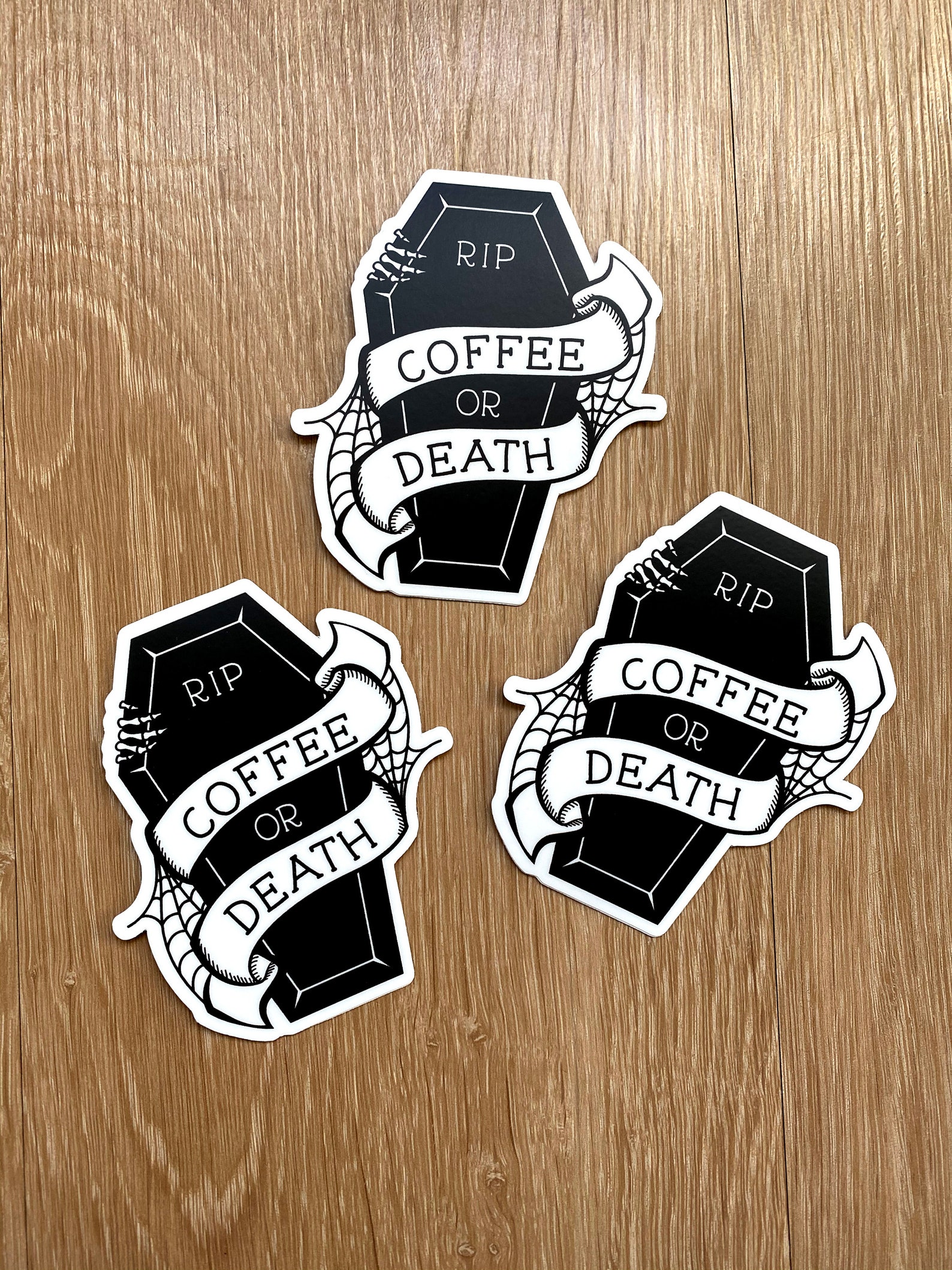 Coffee or Death Sticker | Etsy