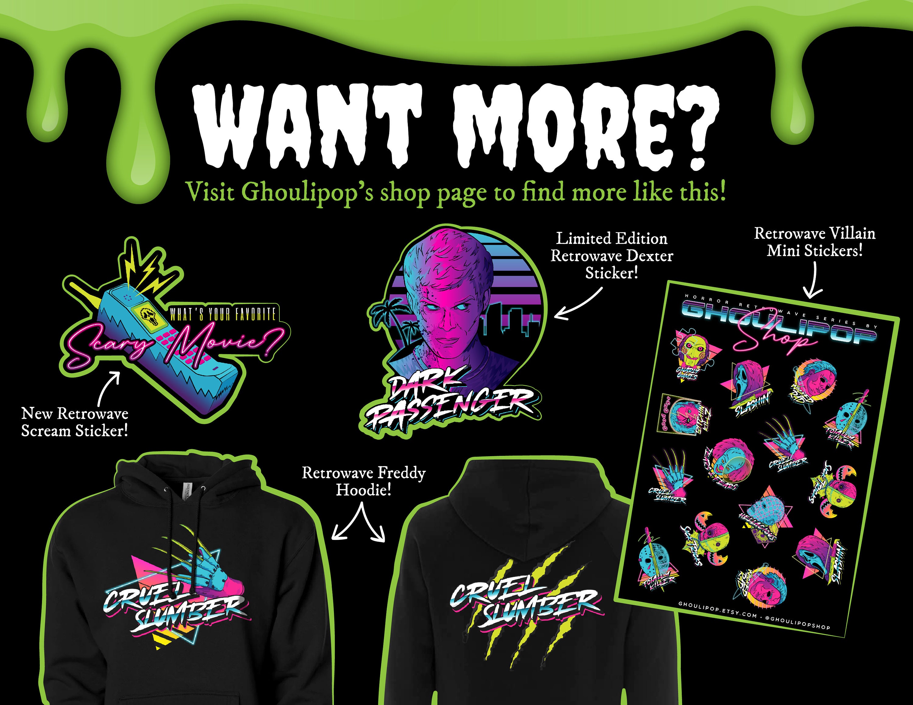 80s Retrowave Horror Villain Stickers - Etsy