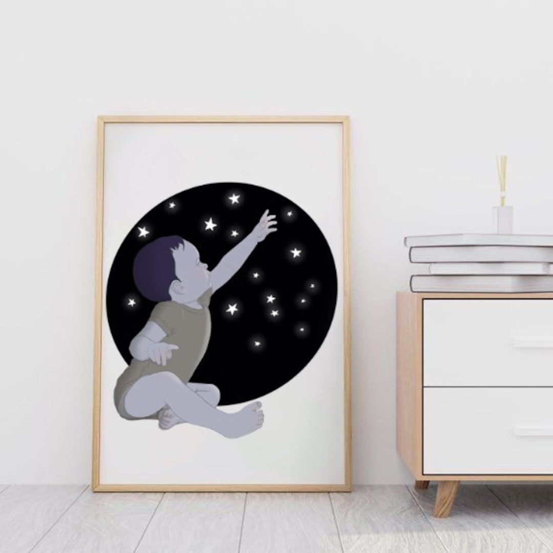 Baby Hand Grabbing Stars Nursery Print, Reach for the Stars Print, Baby ...