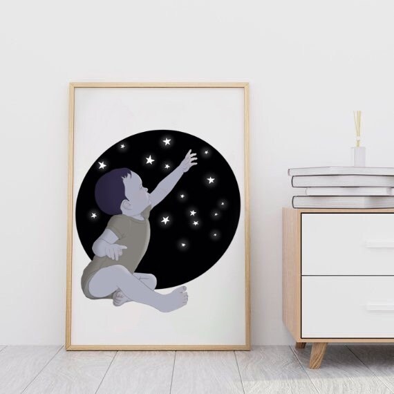 Baby Hand Grabbing Stars Nursery Print Reach for the Stars | Etsy