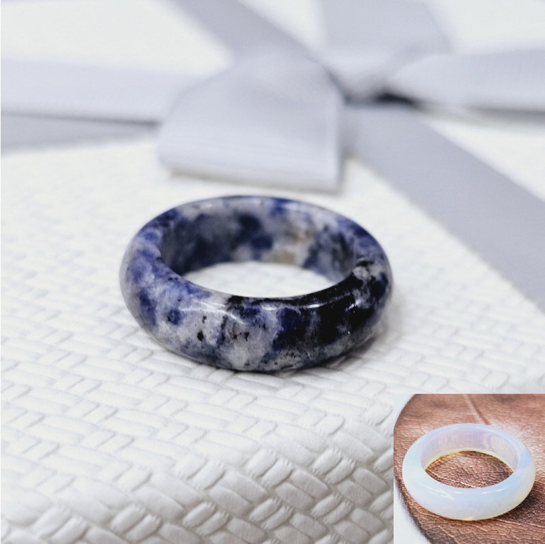 Lapis Moonstone Jadeite Nephrite Rings Natural Stone Jewelry by Korea ...