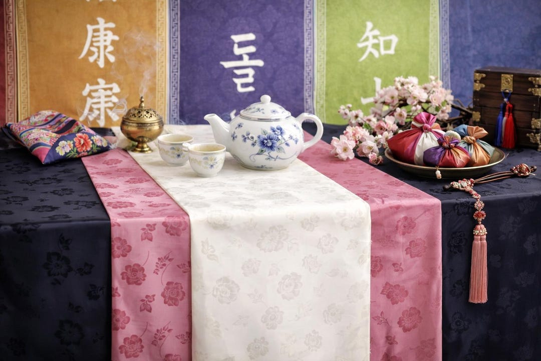 Korean Traditional Table Runner Fabric for Doljanchi, Baekil, Paebaek ...