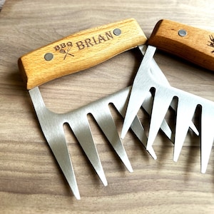 Personalized BBQ Meat Claw Shredders Wooden Barbeque Meat Claws ...