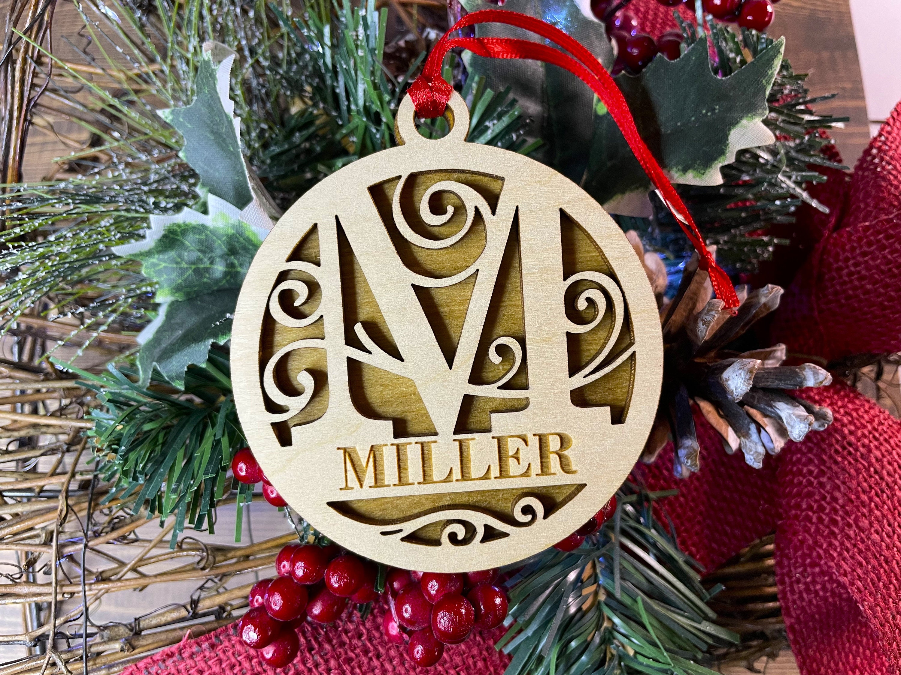 Monogram Ornament Initial Ornament Christmas Ornament - Etsy