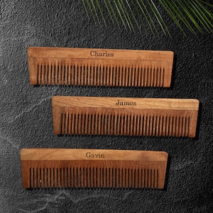 Wooden Comb for Men Hair Comb Personalized Beard Neem Comb Custom for ...