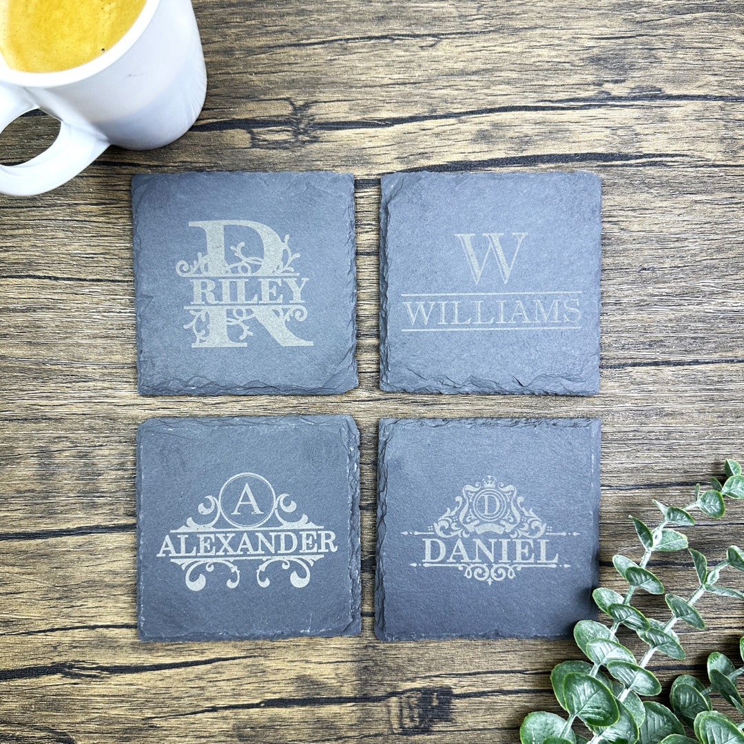 Custom Engraved Slate Coasters Personalized Gifts for Him Coaster Set ...