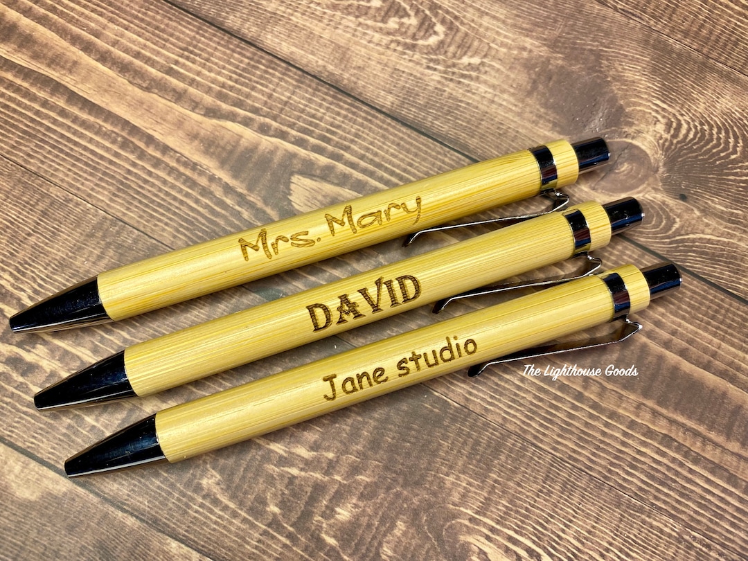 Personalized Bamboo Pen, Custom Engraved Wood Pen Natural Customized ...
