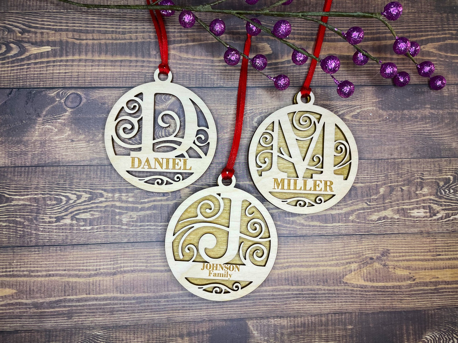 Monogram Ornament Initial Ornament Christmas Ornament - Etsy