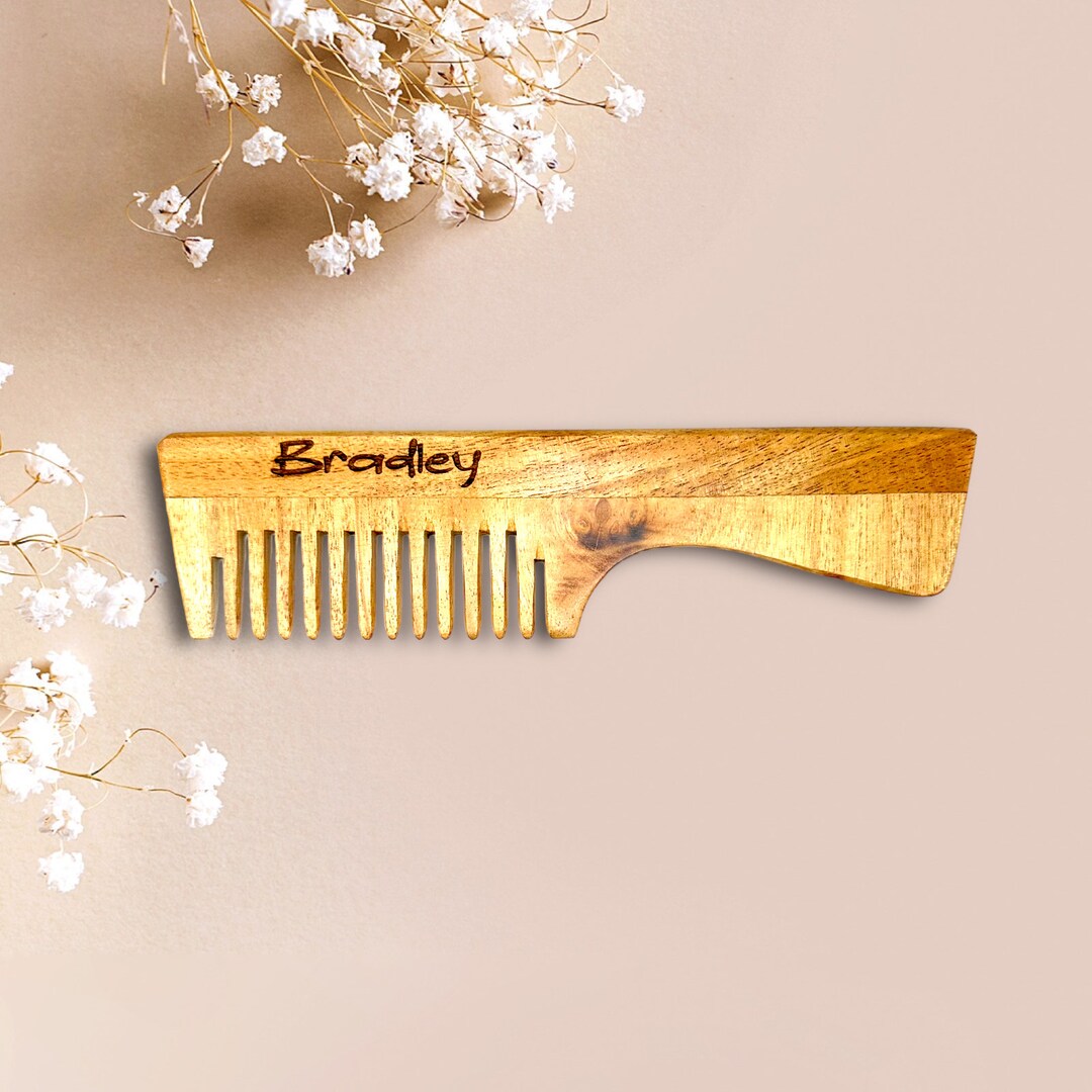 Personalized Wood Neem Hair Comb Beard Mustache Comb Groomsmen Gifts ...