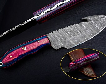 Pink Damascus Knife - Etsy