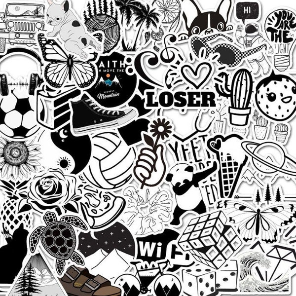 Black and White Sticker Pack - Etsy