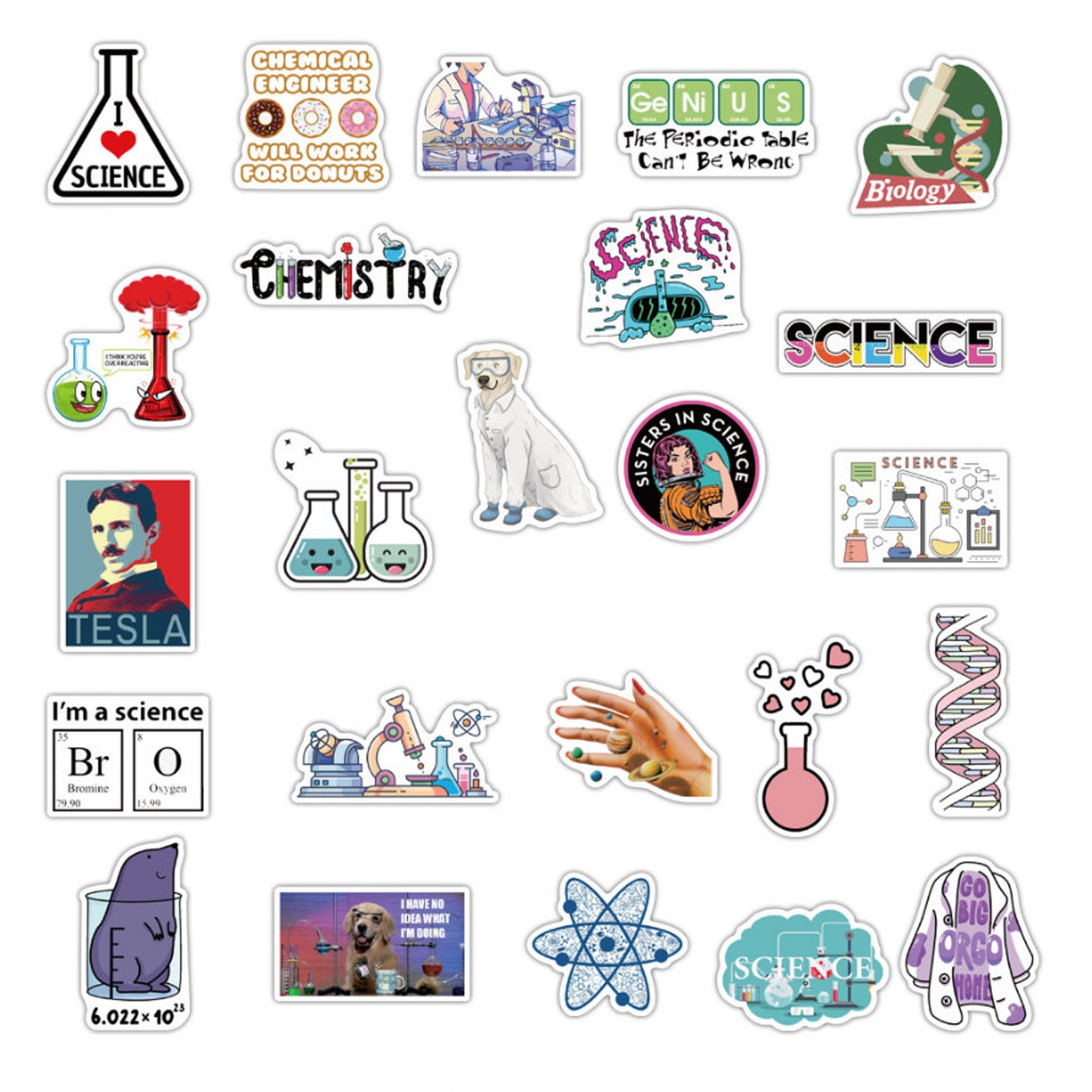Science sticker pack Physics stickers Chemistry stickers | Etsy