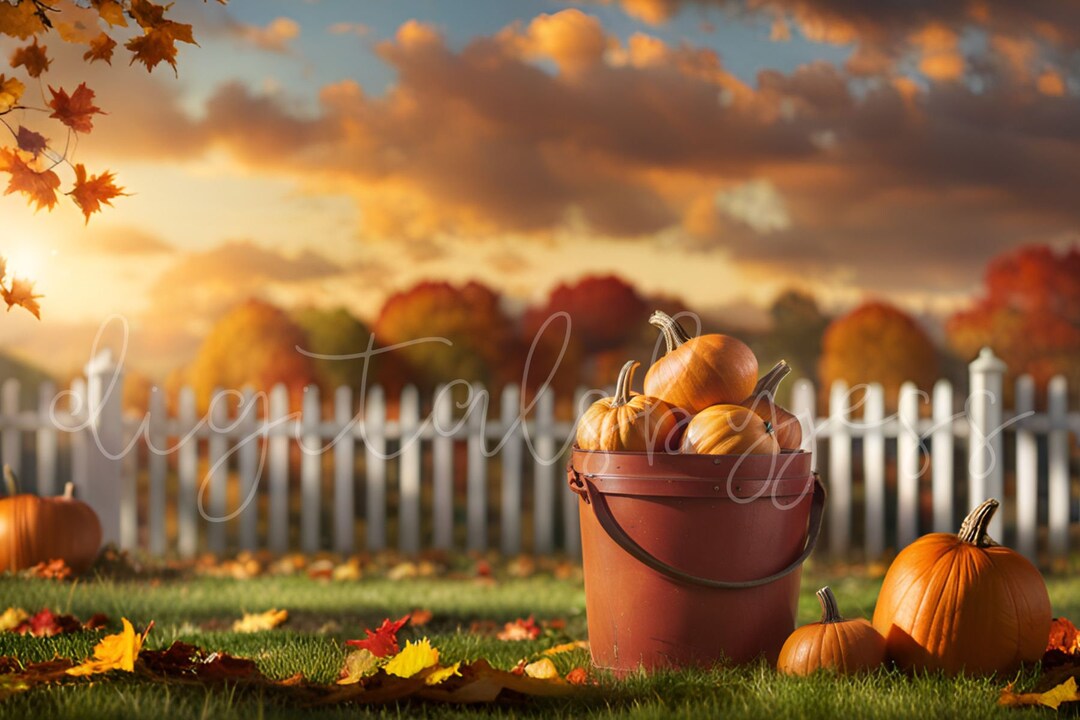 Digital Fall Pumpkin Backdrop for Photography, Autumn Pumpkin Patch Digital Backdrops for ...