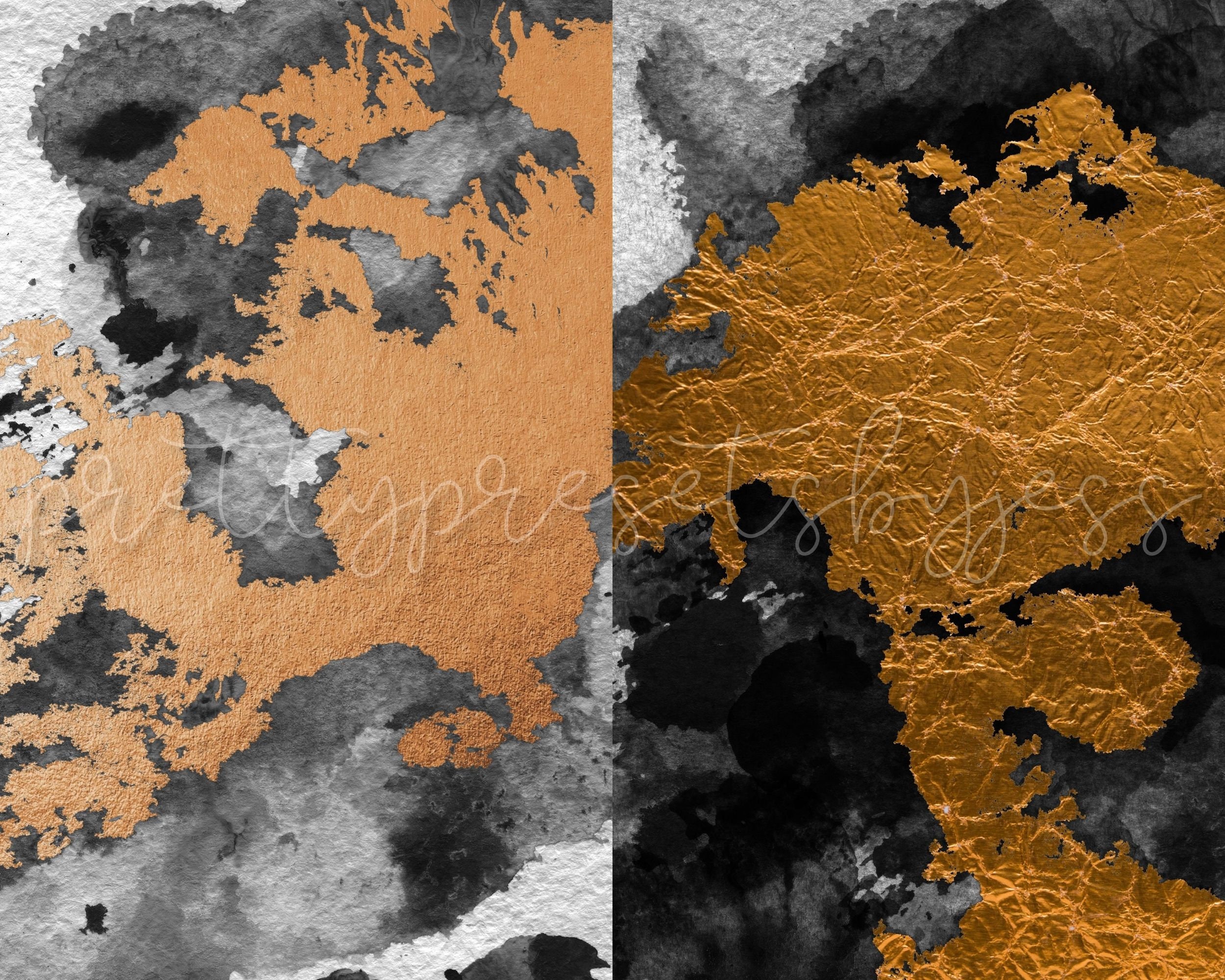 Black and Gold Watercolor Digital Scrapbook Paper Gold Tie | Etsy