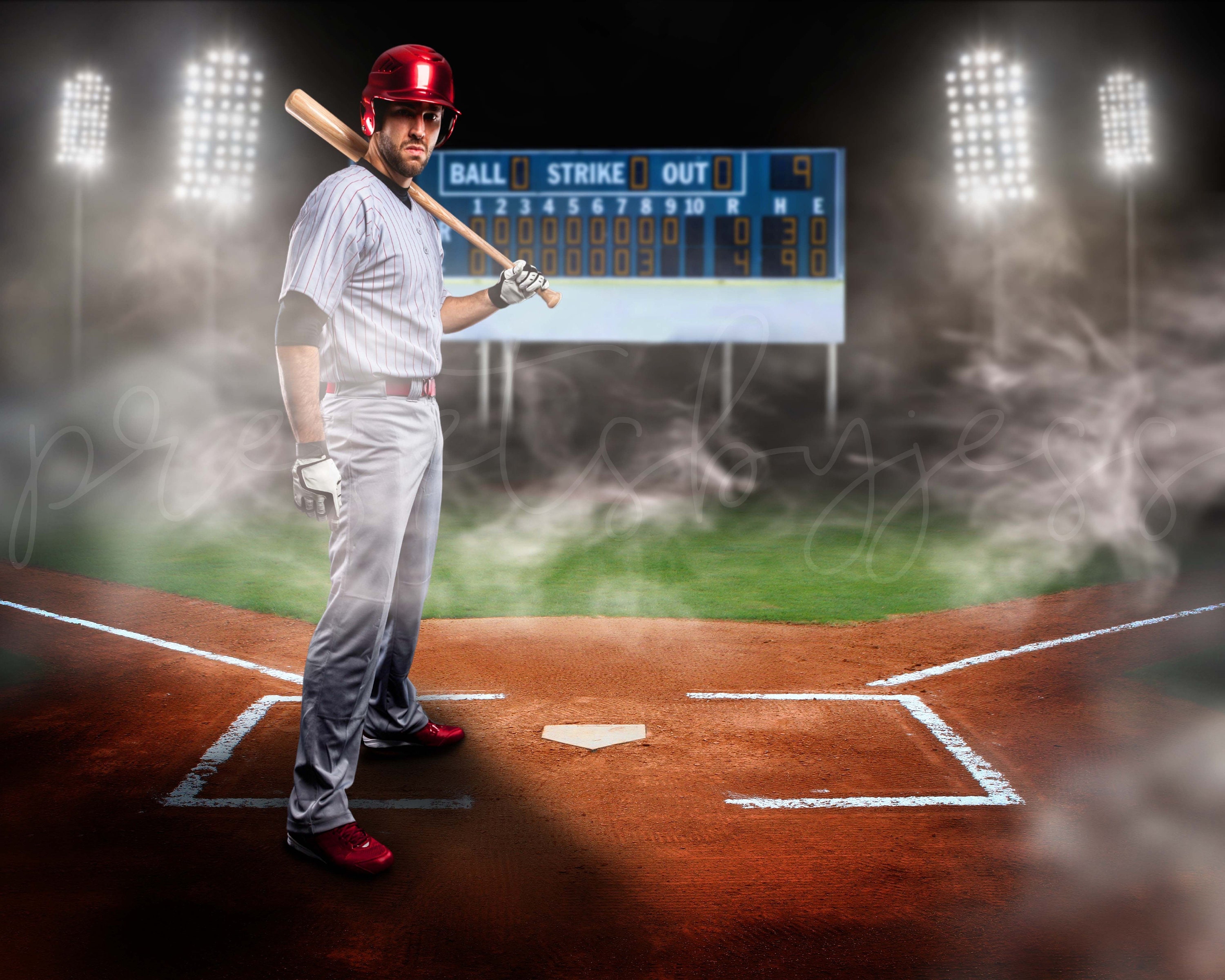 Baseball Background, Digital Baseball Backdrop, Baseball Stadium Lights ...