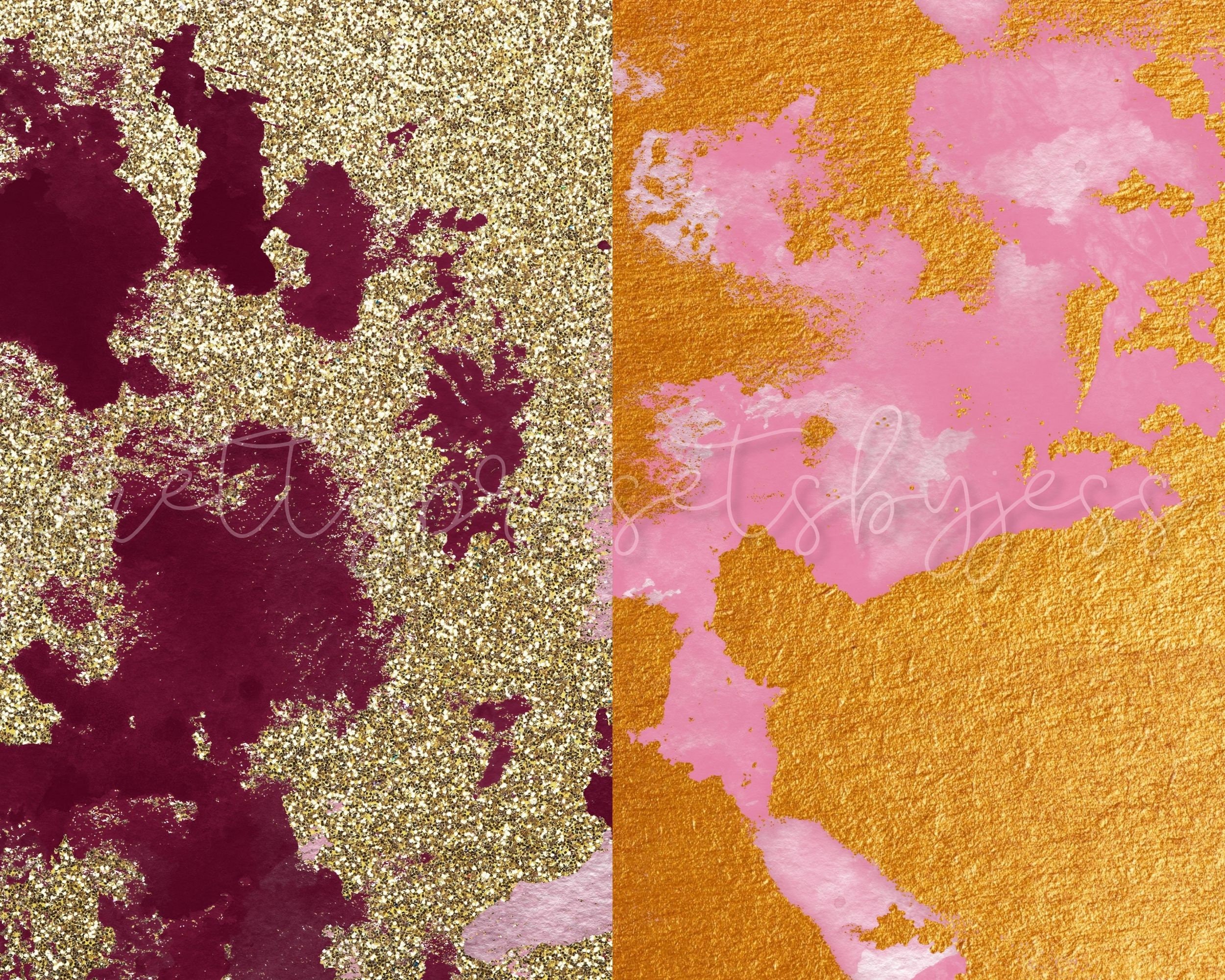 Pink and Gold Digital Paper Digital Scrapbook Paper Pretty - Etsy