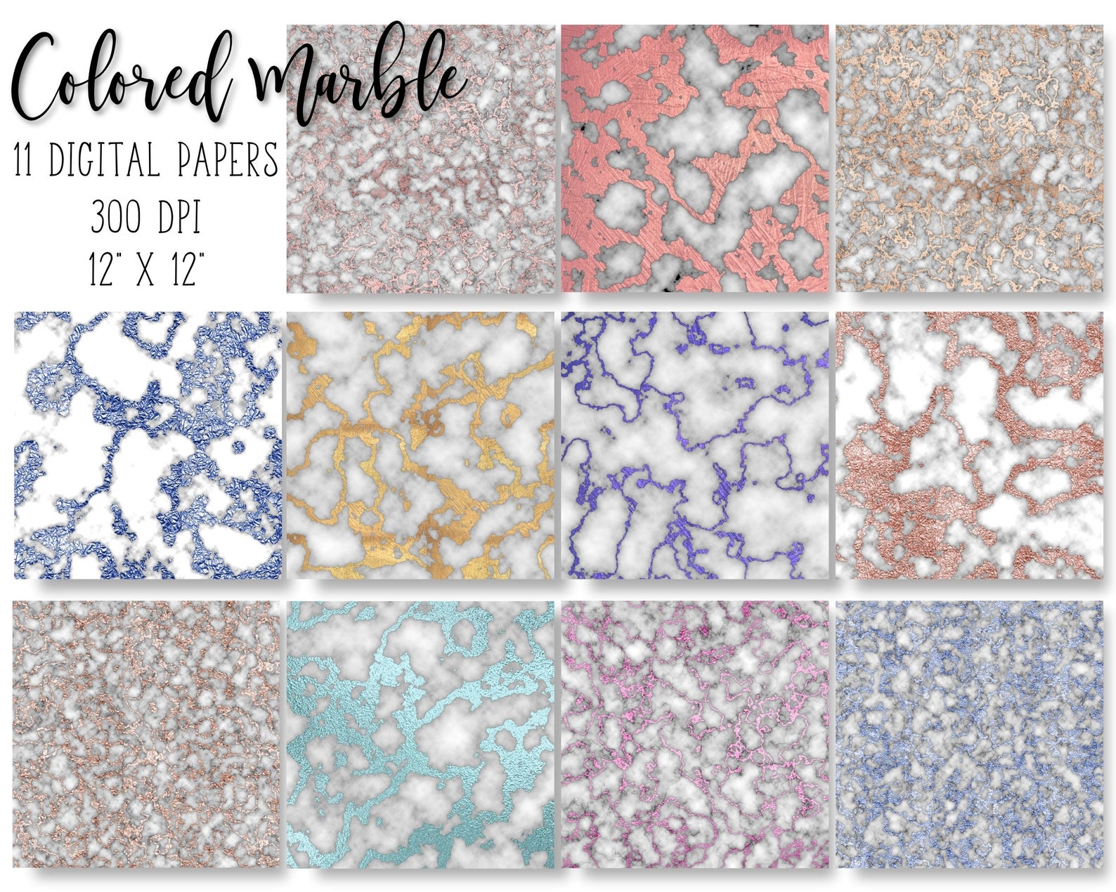 Colored Marble Digital Paper Digital Scrapbook Paper Pink | Etsy