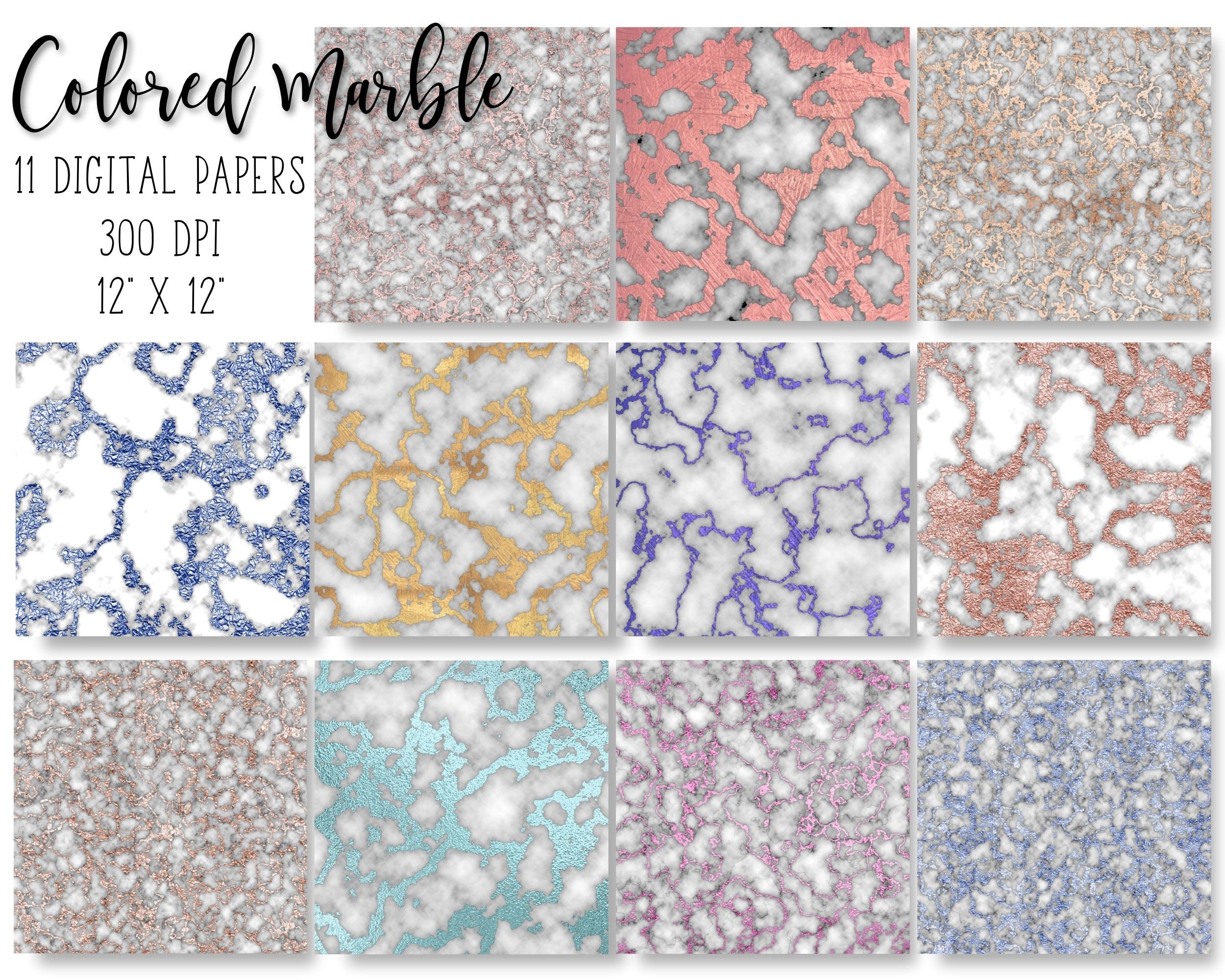 Colored Marble Digital Paper, Digital Scrapbook Paper, Pink Marble ...