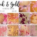 Pink and Gold Digital Paper, Digital Scrapbook Paper, Pretty Watercolor ...