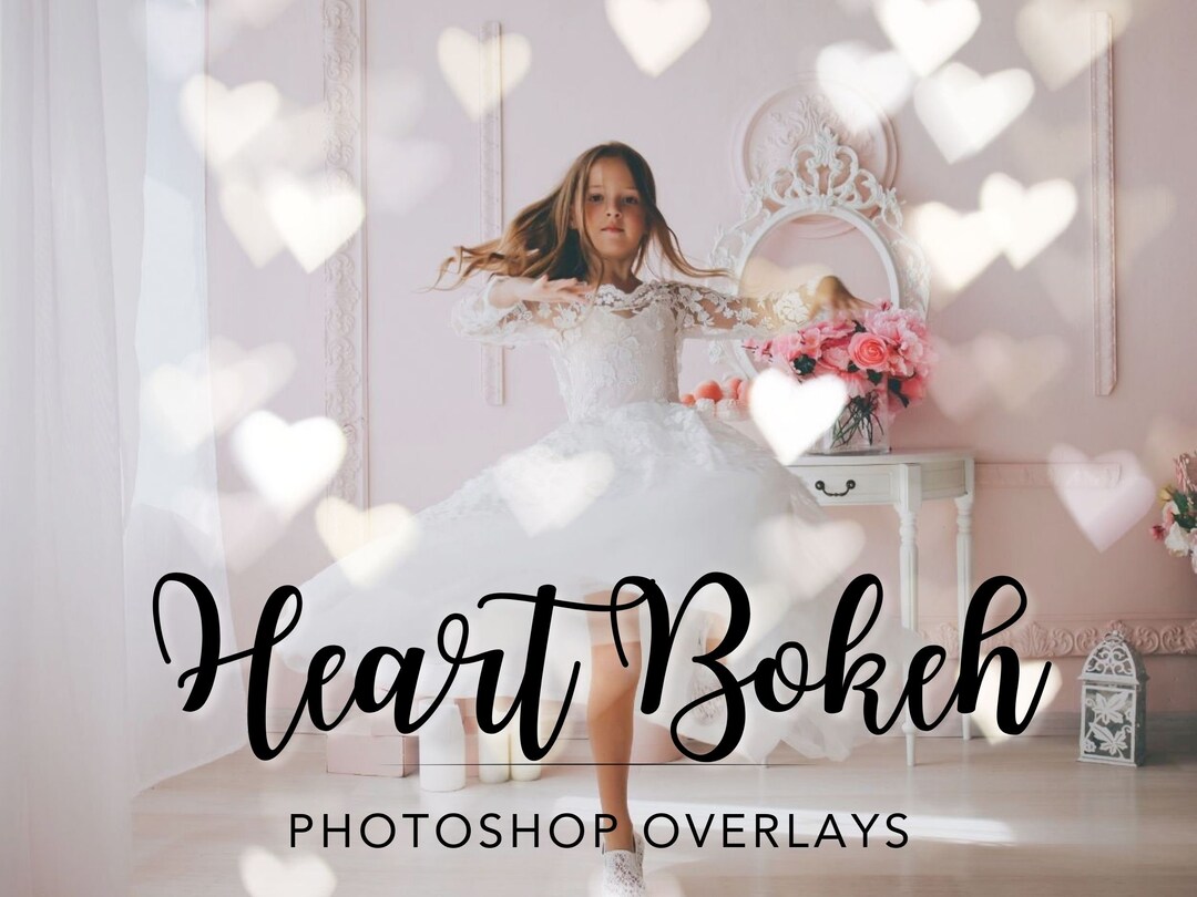 Heart Bokeh Overlays, Bokeh Heart Photoshop Overlays, Pink Heart ...