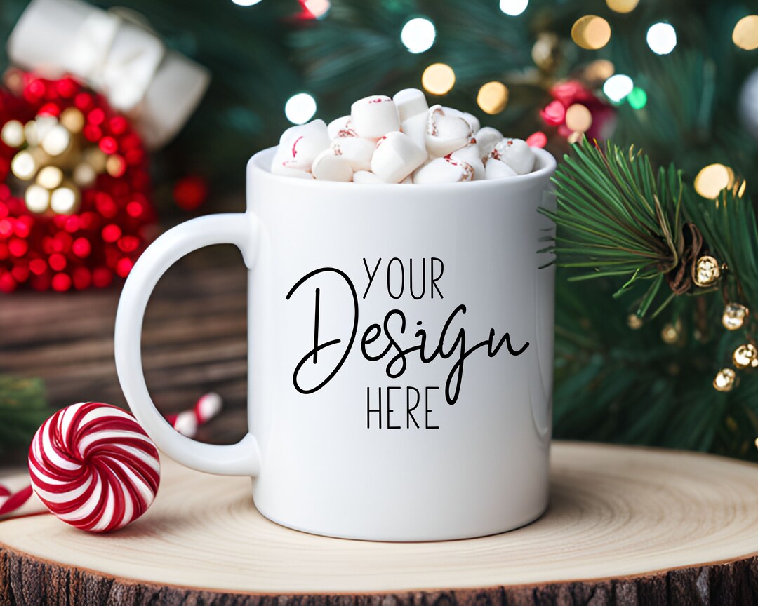 Printful Mug Mockup for Christmas Mug Designs, Coffee Mug SVG Christmas ...
