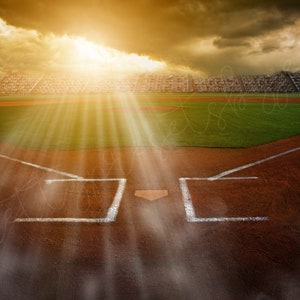 Baseball Digital Backdrop, Baseball Sunlight Digital Background, Smoky ...