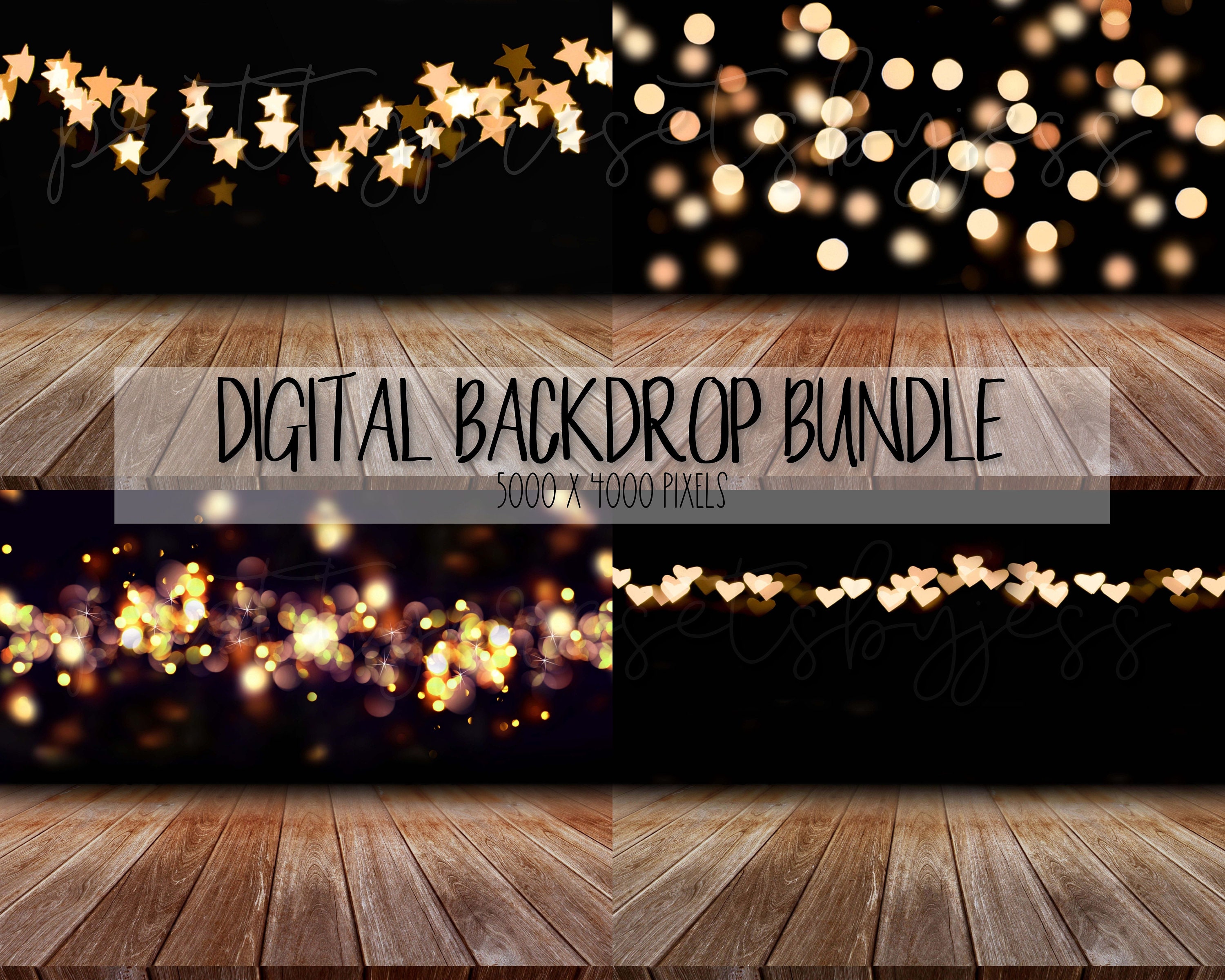 Christmas Digital Background Bundle Gold Bokeh Photography | Etsy