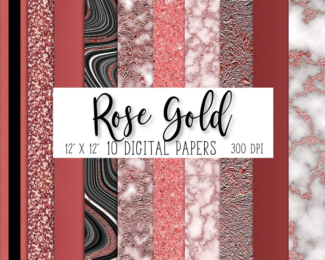 Rose Gold Marble Digital Paper, Rose Gold Scrapbook Paper, Marble Paper ...