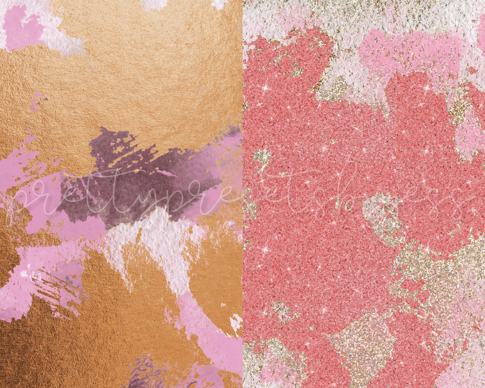 Pink and Gold Digital Paper Digital Scrapbook Paper Pretty - Etsy