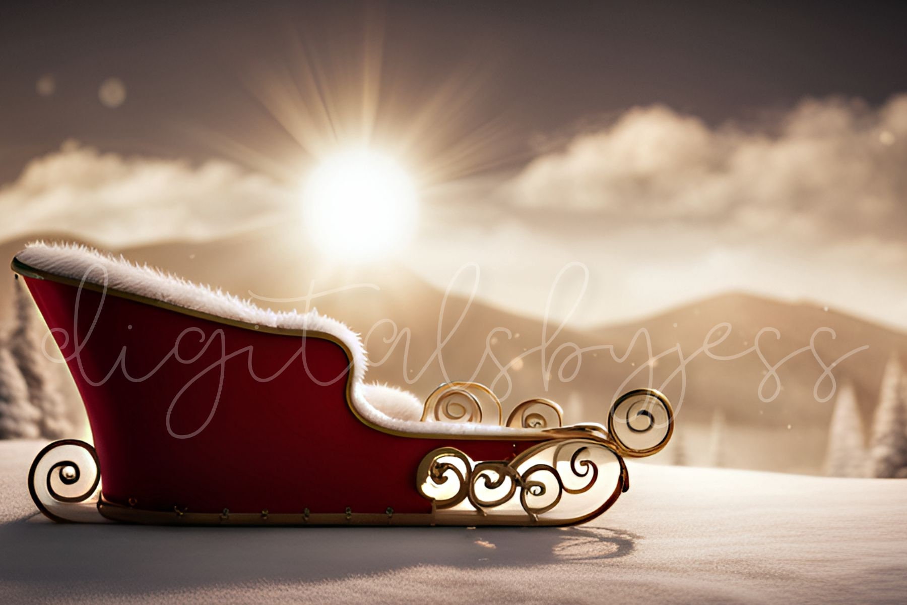 Santa Claus Sleigh Digital Backdrop Bundle, Digital Christmas Backdrops ...