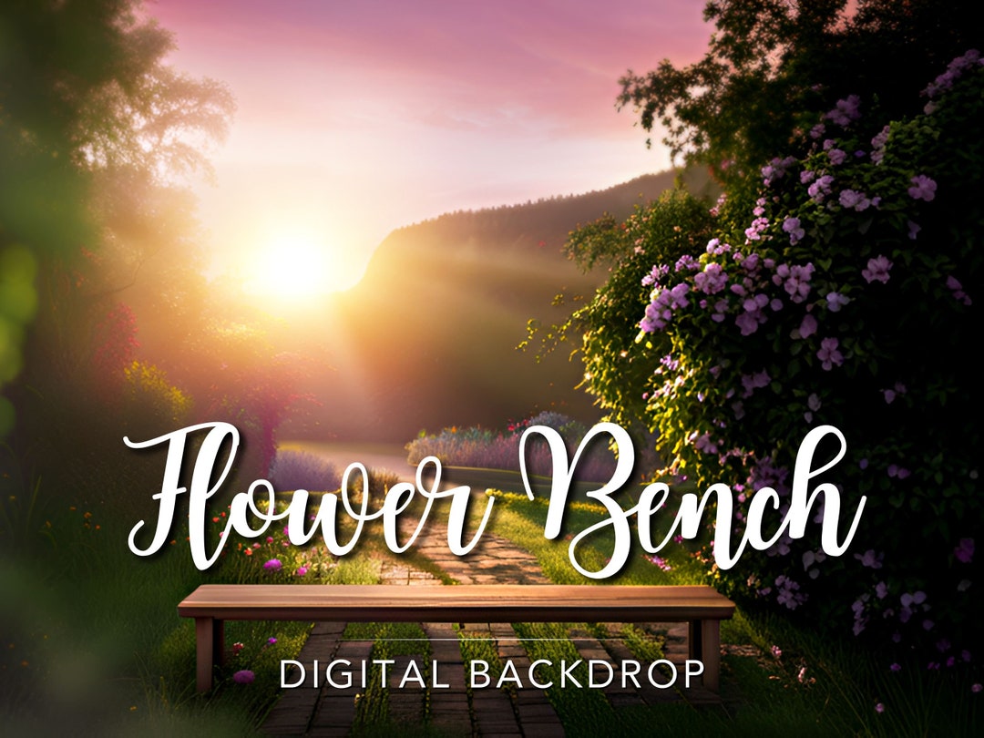Flower Bench Backdrop, Flower Backdrop, Digital Backdrop, Forest ...