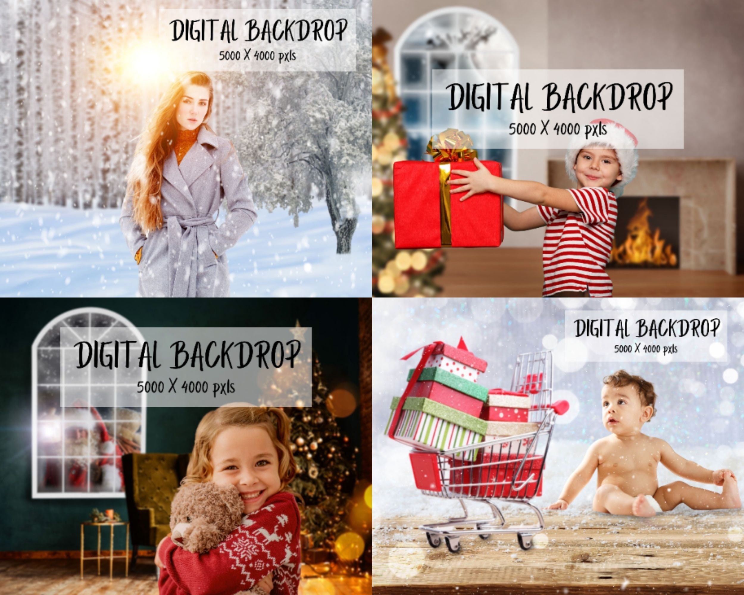 Christmas Backdrop Bundle / Santa Backdrop / Christmas Digital Backdrop ...