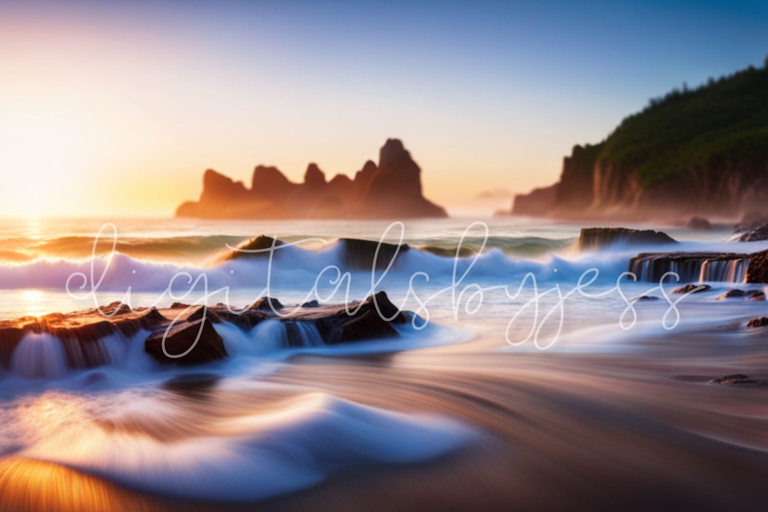 Beach Digital Landscape Background, Beach Backdrop, Nature Digital ...