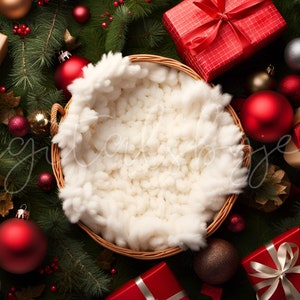 Christmas Newborn Digital Backdrop With Christmas Tree Fir Branches and ...