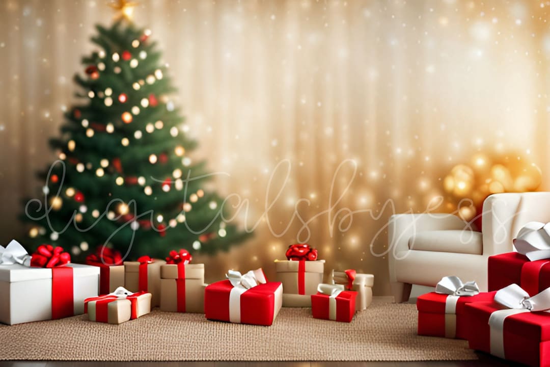 Christmas Tree Digital Backdrop for Photography, Christmas Digital ...