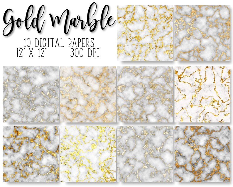 Gold Marble Digital Paper Gold Scrapbook Paper Marble - Etsy