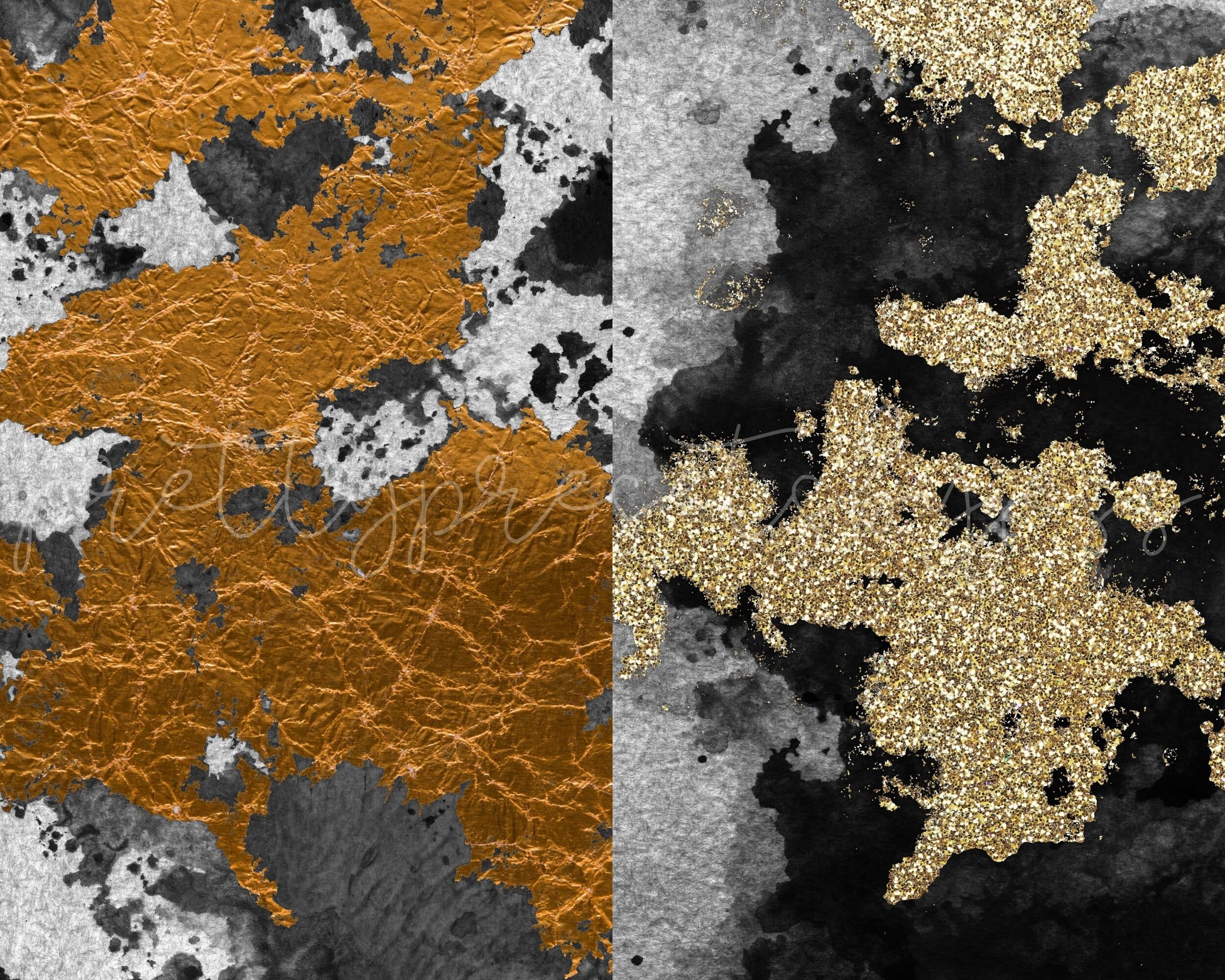 Black and Gold Watercolor Digital Scrapbook Paper Gold Tie | Etsy