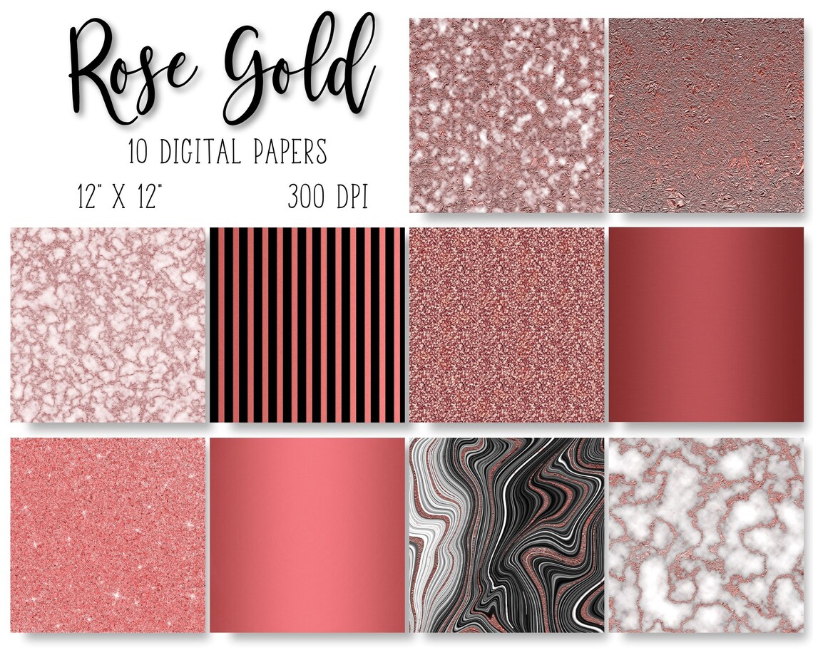 Rose Gold Marble Digital Paper Rose Gold Scrapbook Paper - Etsy
