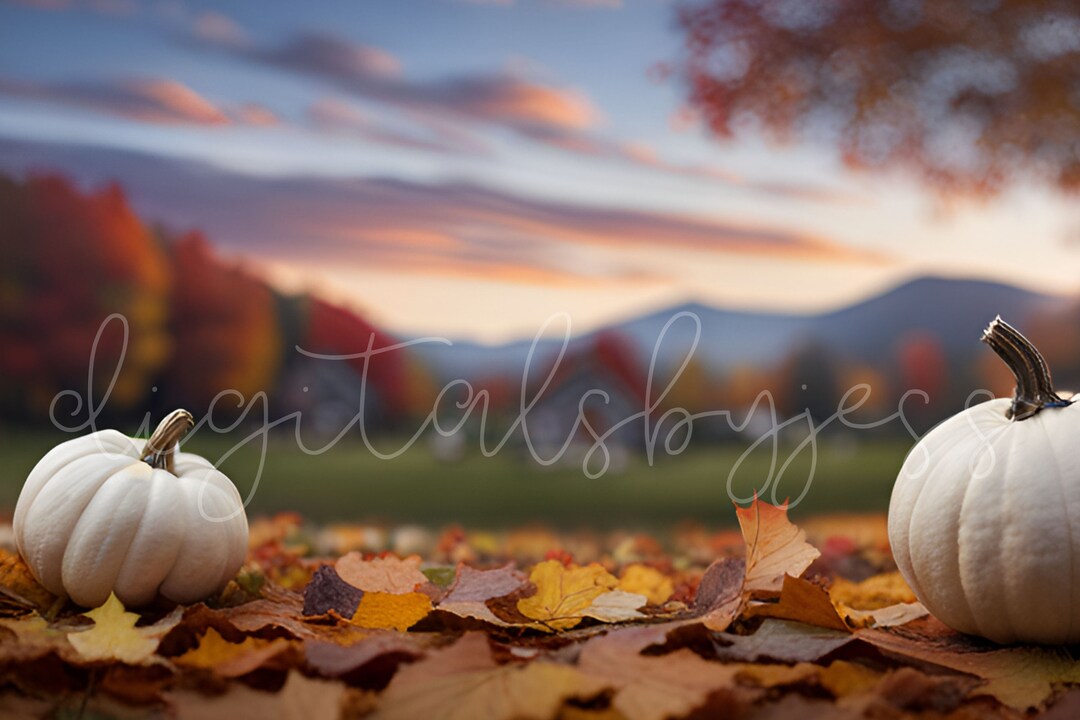 Digital Fall Leaves Background for Photography, Autumn Digital ...