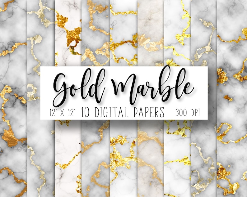 Gold Marble Digital Paper Gold Scrapbook Paper Marble - Etsy