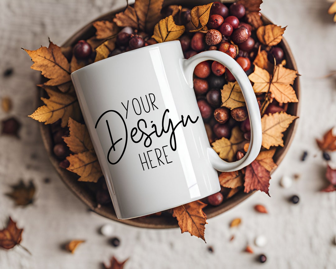 Autumn Coffee Mug Mock up for Fall Mug SVG Designs and Printful Mugs ...